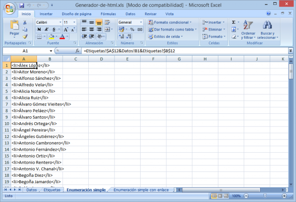 Cómo usar Excel para generar fácil y rápidamente contenidos para webs